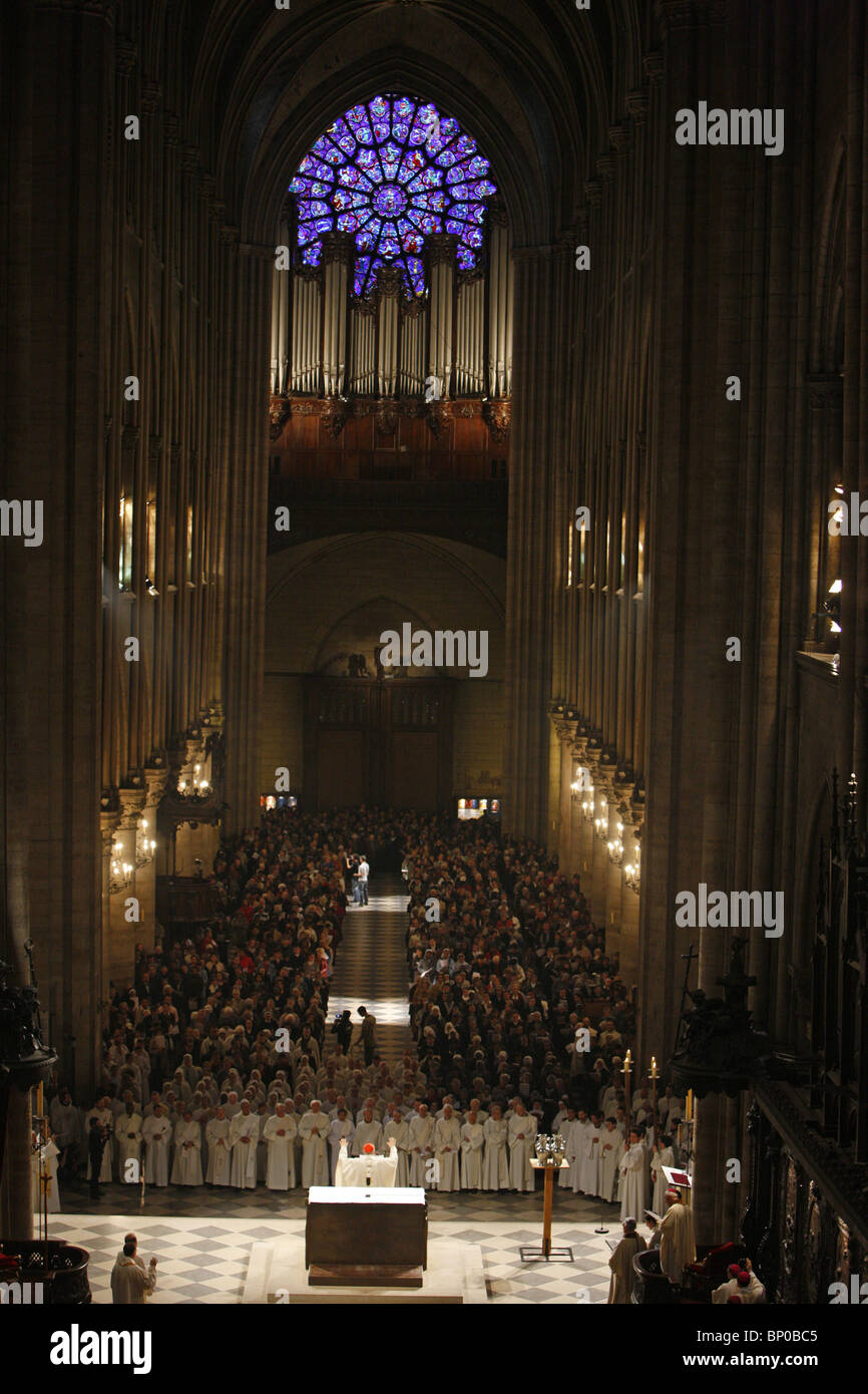 France, Paris, Easter Wednesday celebration in Notre Dame cathedral ...