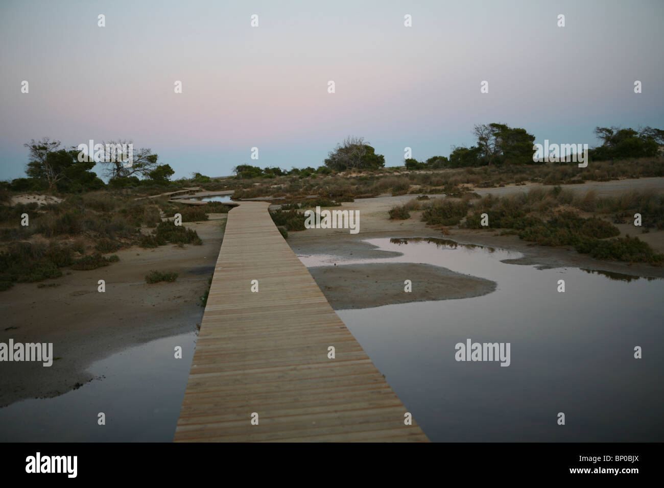 Boardwalk in San Pedro del Pinatar's regional park, Salinas de San ...