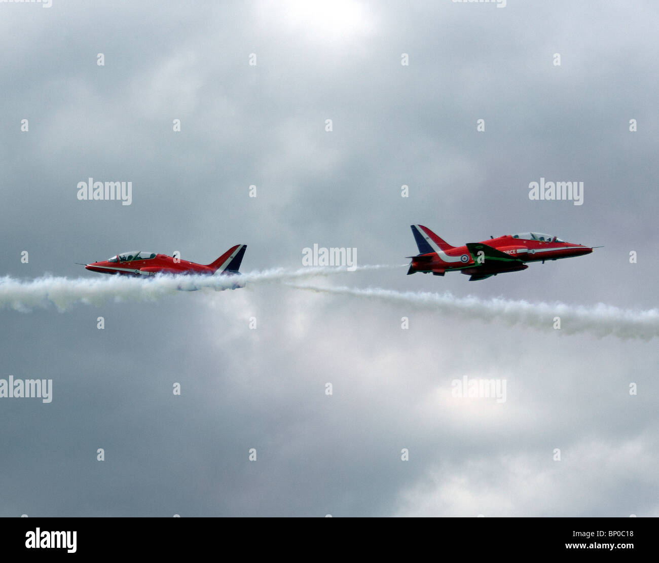 The RAF Red Arrows Aerobatic Team flying BAE Hawk T1 aircraft are ...