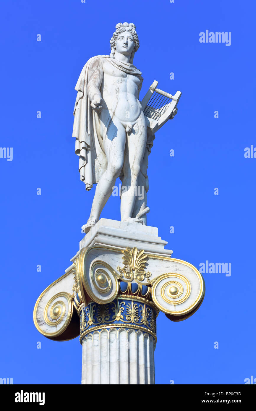 Apollo statue with golden decorations Stock Photo - Alamy