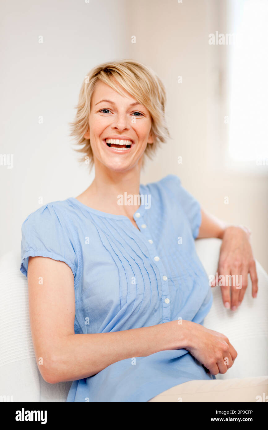 Young woman at home Stock Photo - Alamy