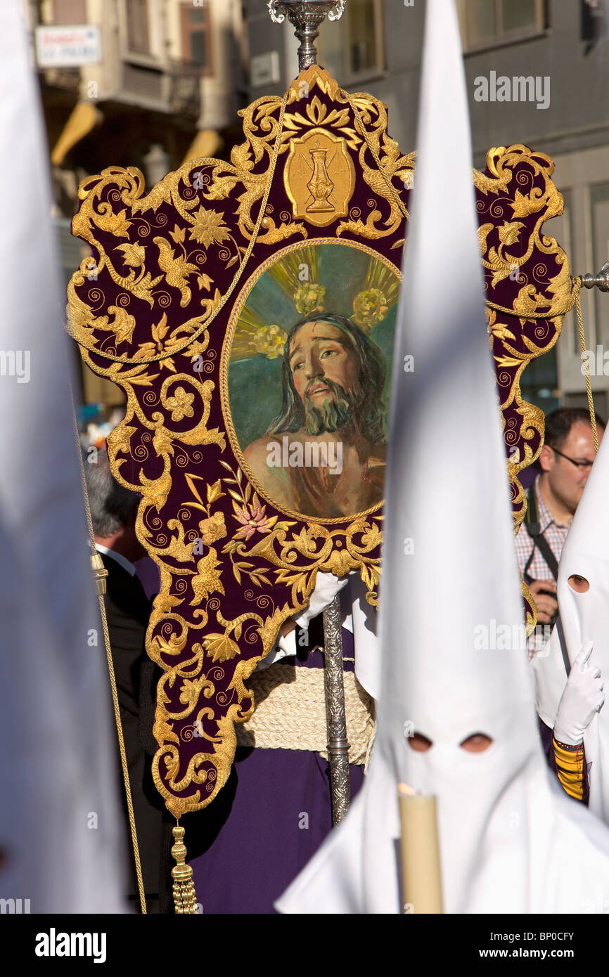 Penitents wearing hooded robes during Semana Santa, (Holy Week ...