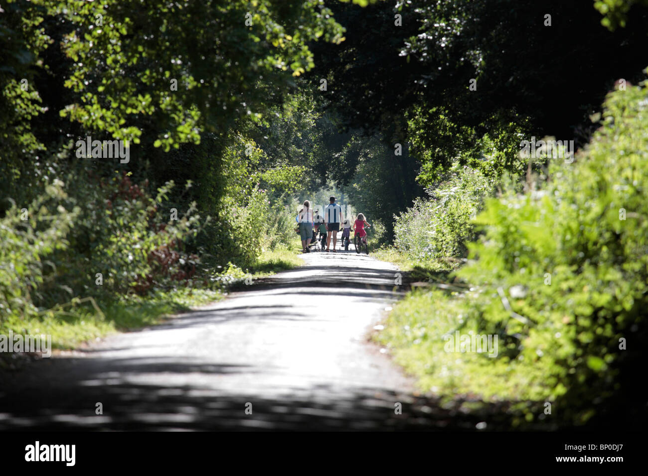 England, Devon. Family cycling North Devon's Tarka Trail near ...