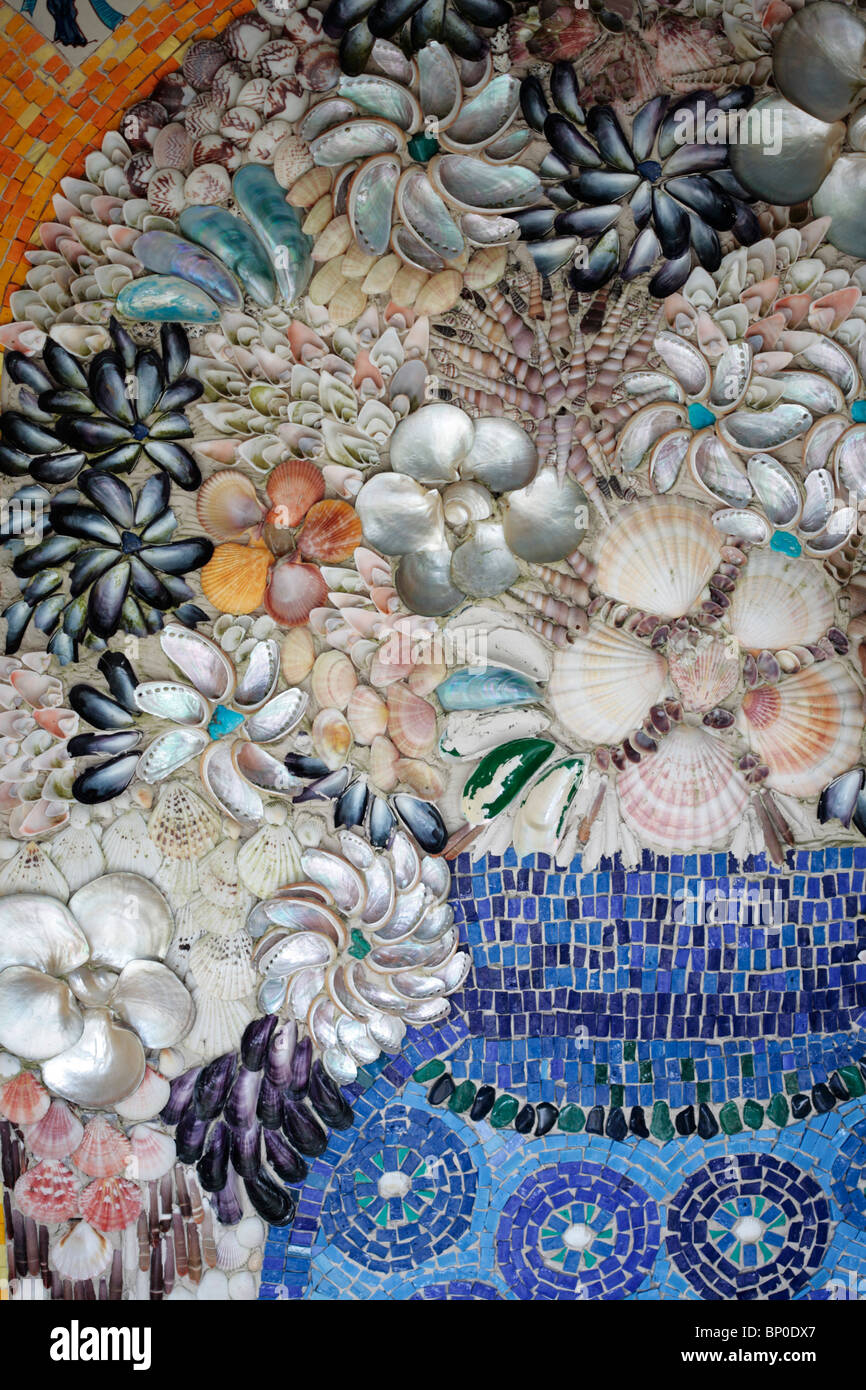 England, Isles of Scilly, Tresco. Detail of the fresco in the Shell ...