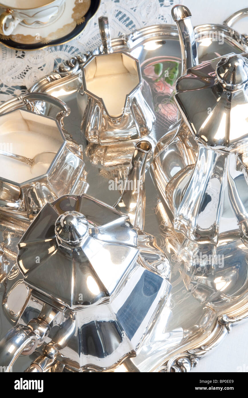 Formal Silver Tea and Coffee Service Stock Photo - Alamy