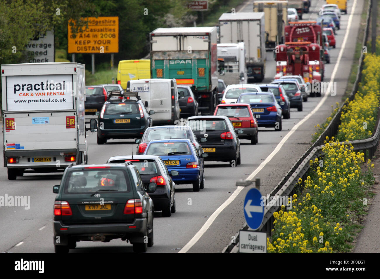 TRAFFIC JAM ON A14 CAMBRIDGE Stock Photo - Alamy