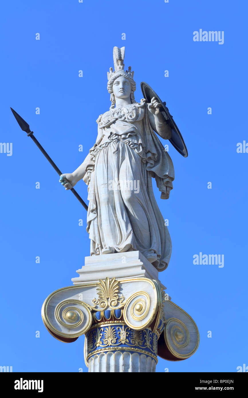 Athena statue with golden decorations Stock Photo - Alamy