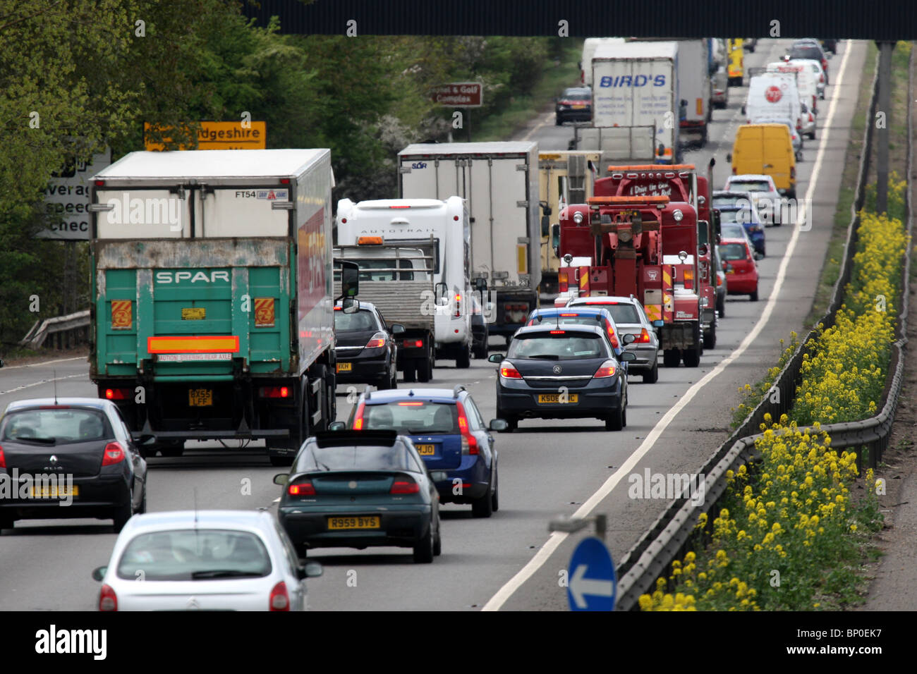 TRAFFIC JAM ON A14 CAMBRIDGE Stock Photo - Alamy