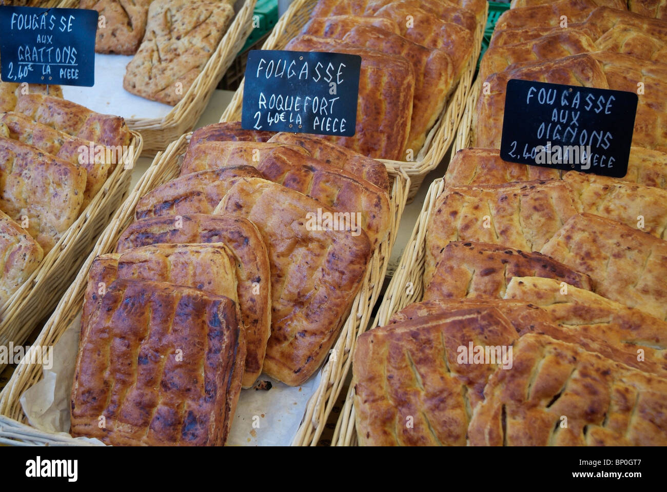 France, market, fougasses Stock Photo - Alamy
