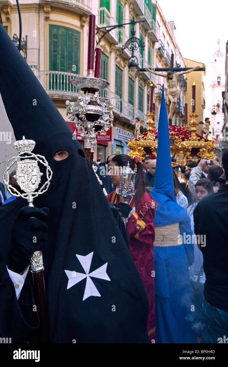 Penitents wearing hooded robes during Semana Santa, (Holy Week ...