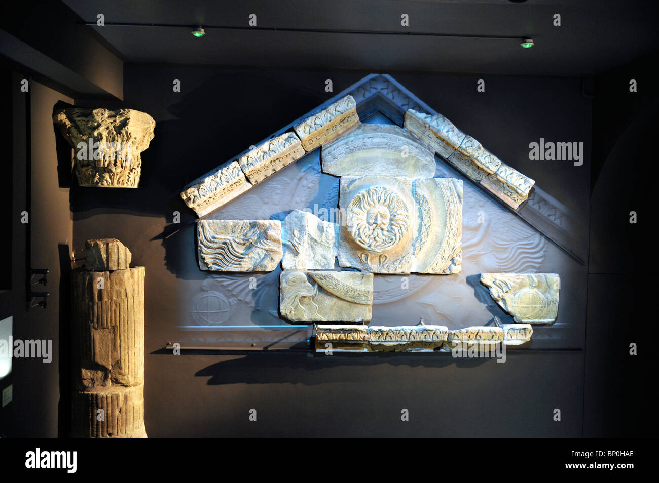 Display of Temple Pediment, Roman Temple of Sulis Minerva, Roman Baths ...