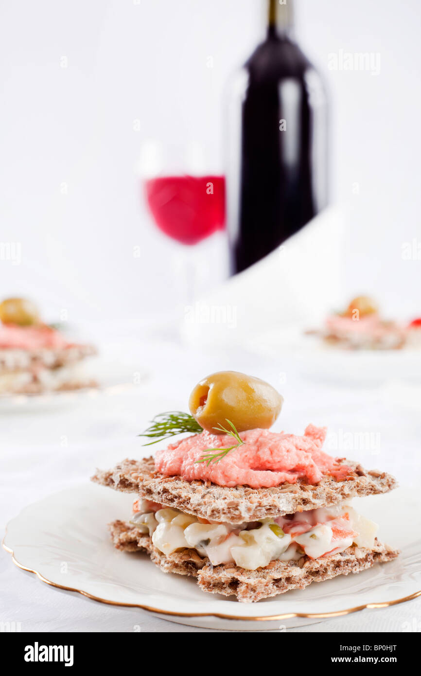 Close up of freshly made food bites perfect for catering events Stock ...