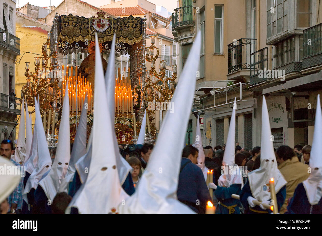 Penitents wearing hooded robes during Semana Santa, (Holy Week ...