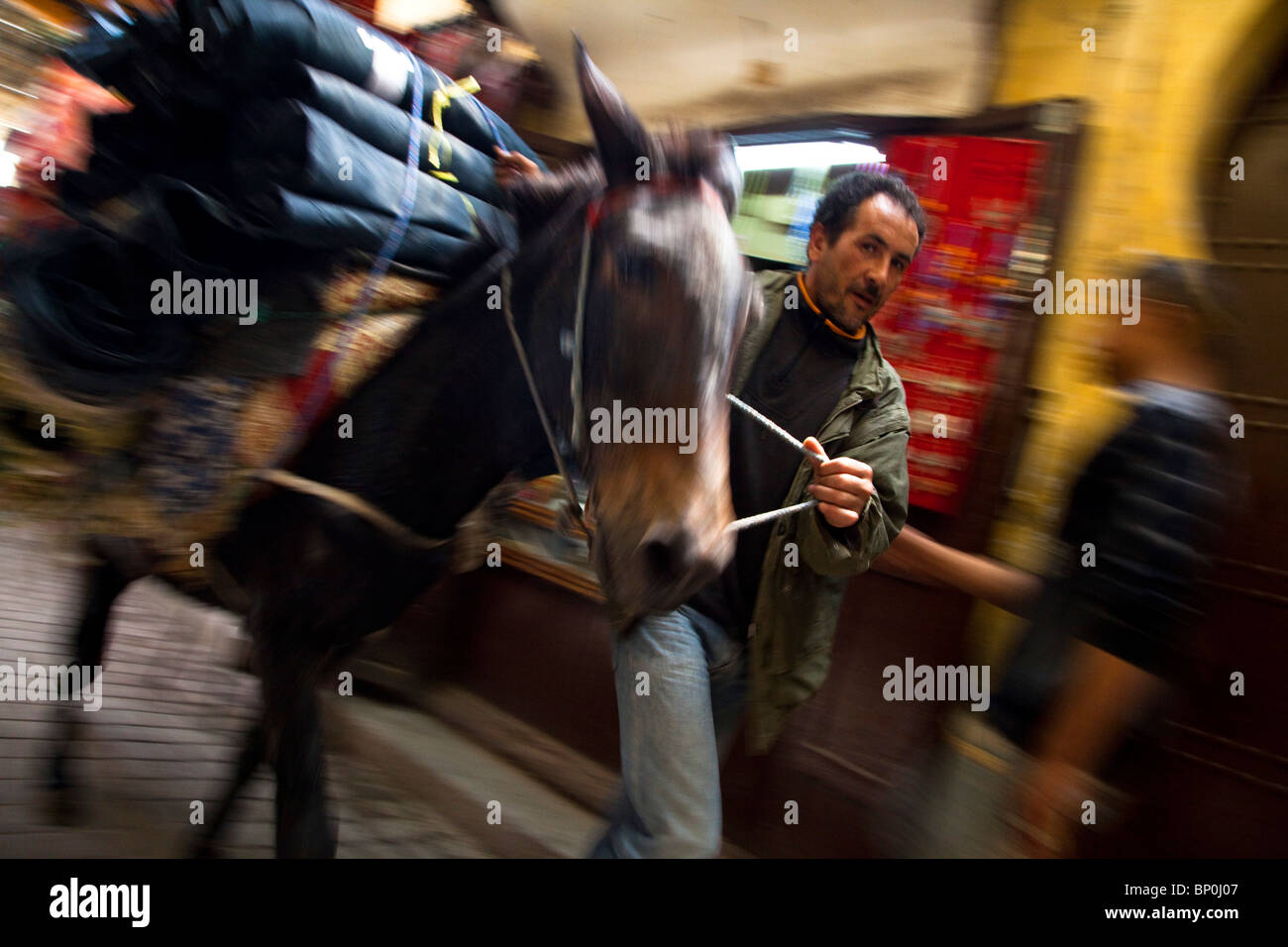 Street life on Talaa Kbira in the old medina of Fes, Morocco Stock ...
