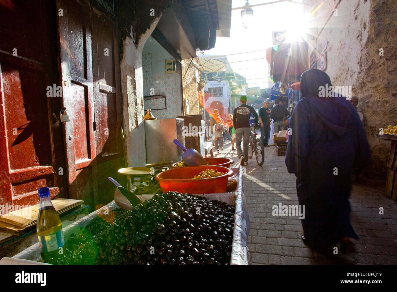 Street life on Talaa Kbira in the old medina of Fes, Morocco Stock ...