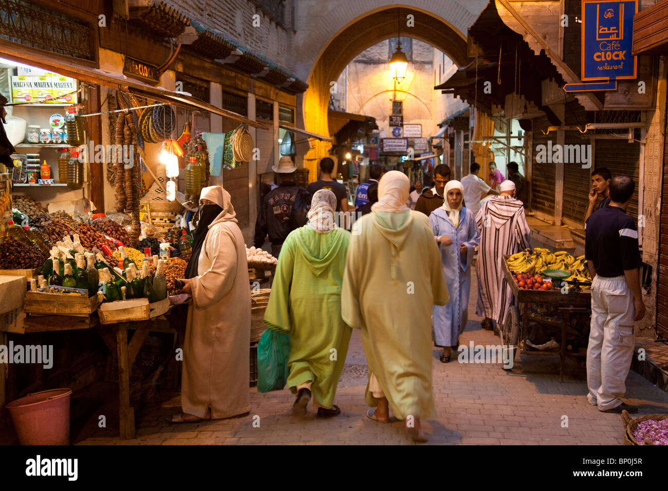 Street life on Talaa Kbira in the old medina of Fes, Morocco Stock ...