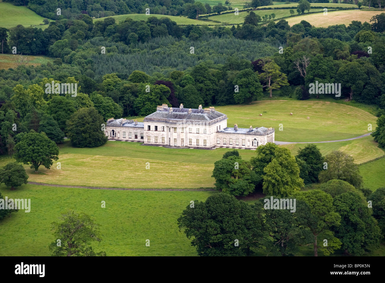 Northern Ireland, Fermanagh, Enniskillen. Aerial view of Castle Coole ...
