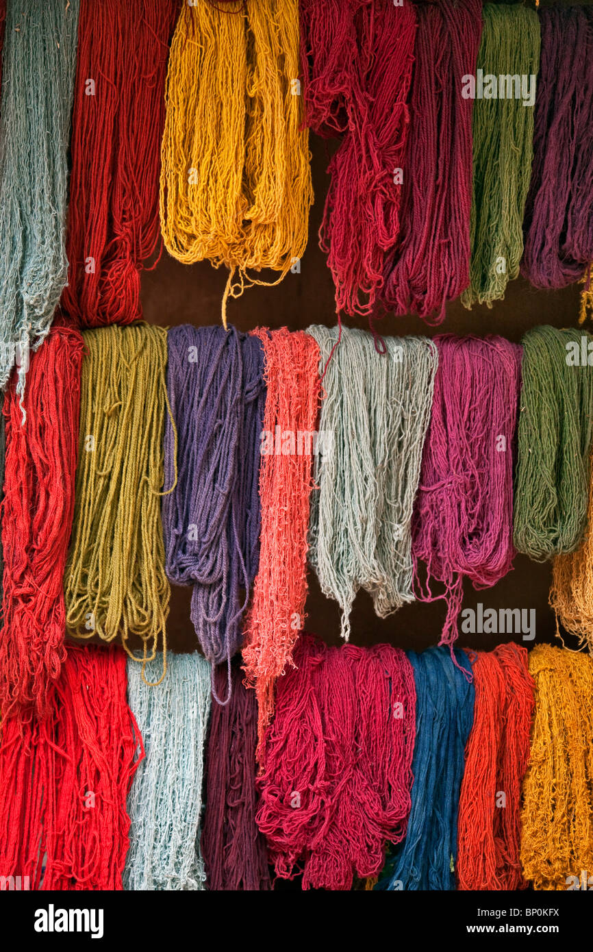 Peru. Skeins of wool in beautiful colours from natural vegetable ...