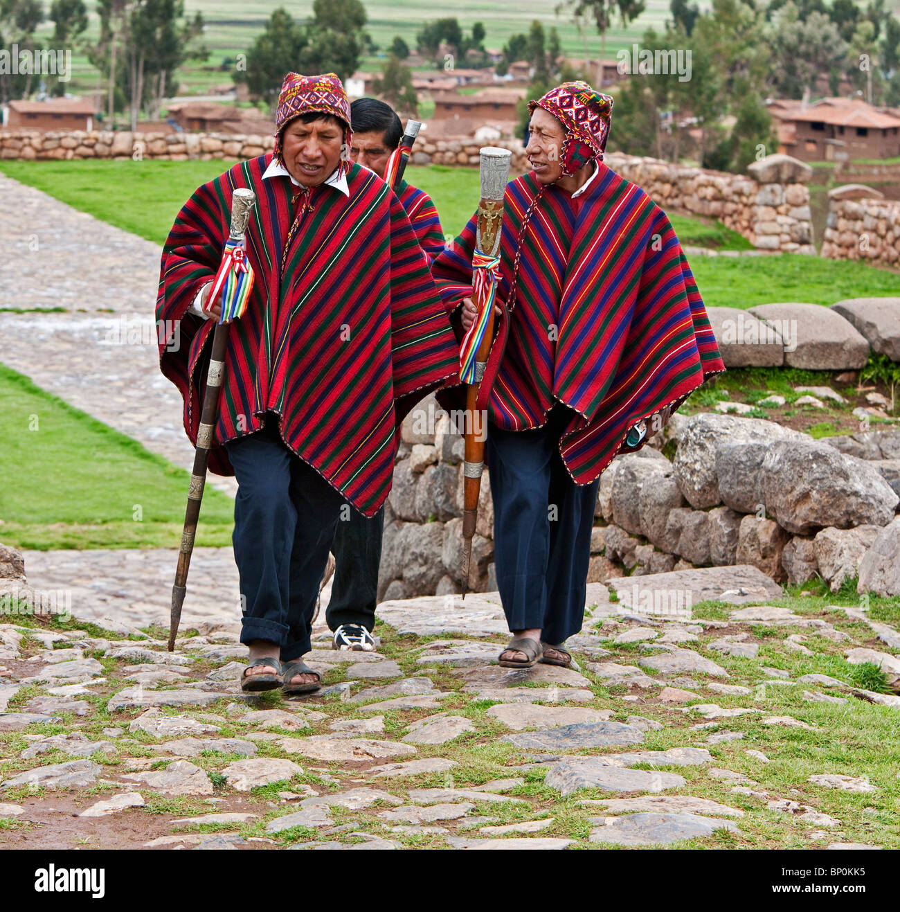 Peru, Elected community representatives, staffs of office in hand ...