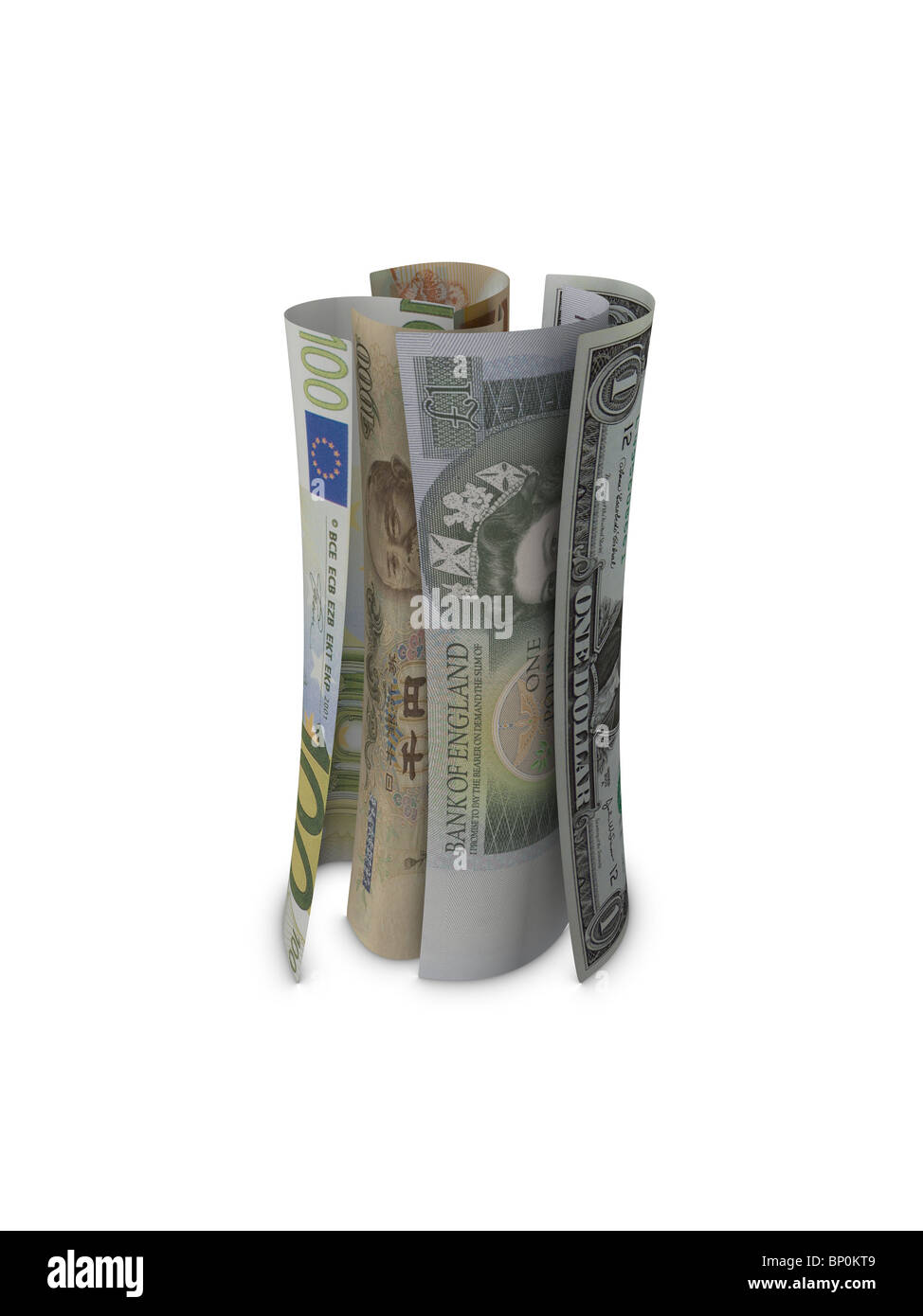 3d image, conceptual currency notes isolated over white background ...