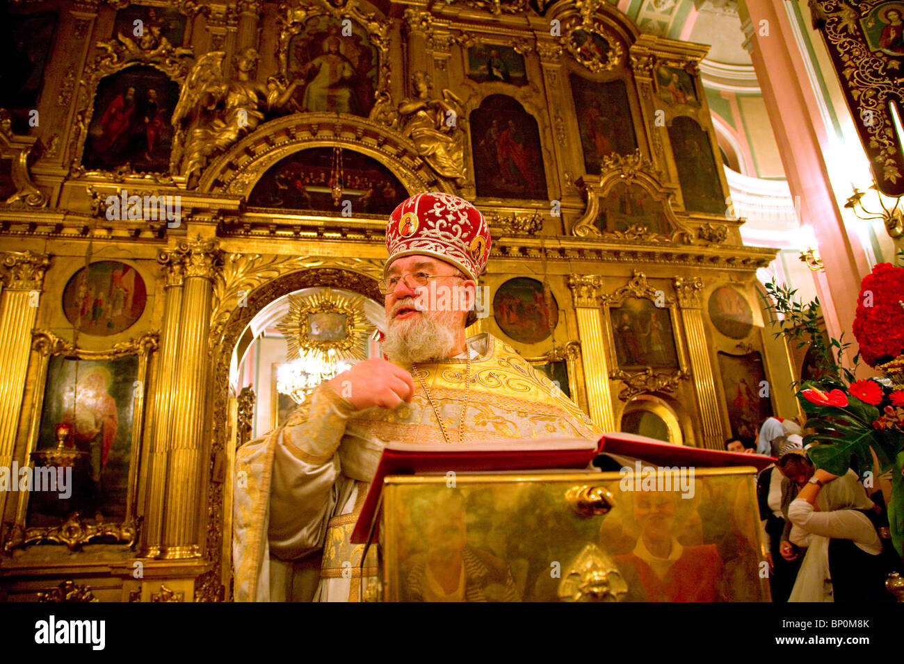 Russia; St. Petersburg; The High Priest talking during the Russian ...