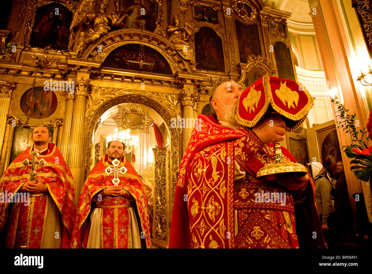 Russia; St. Petersburg; During the Russian Orthodox Easter ceremony at ...