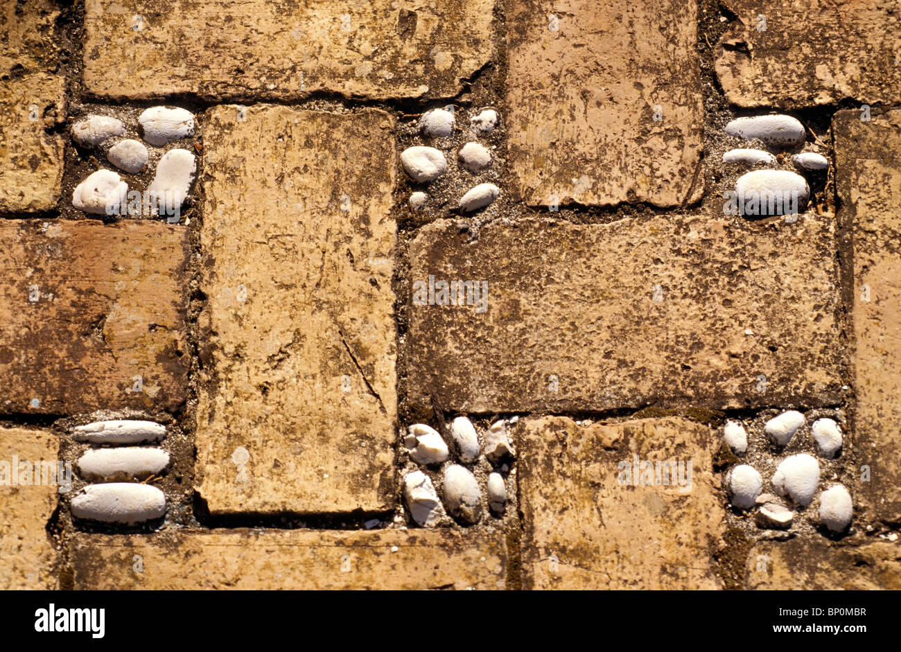 Greece, Corfu, stone and brick courtyard Stock Photo - Alamy