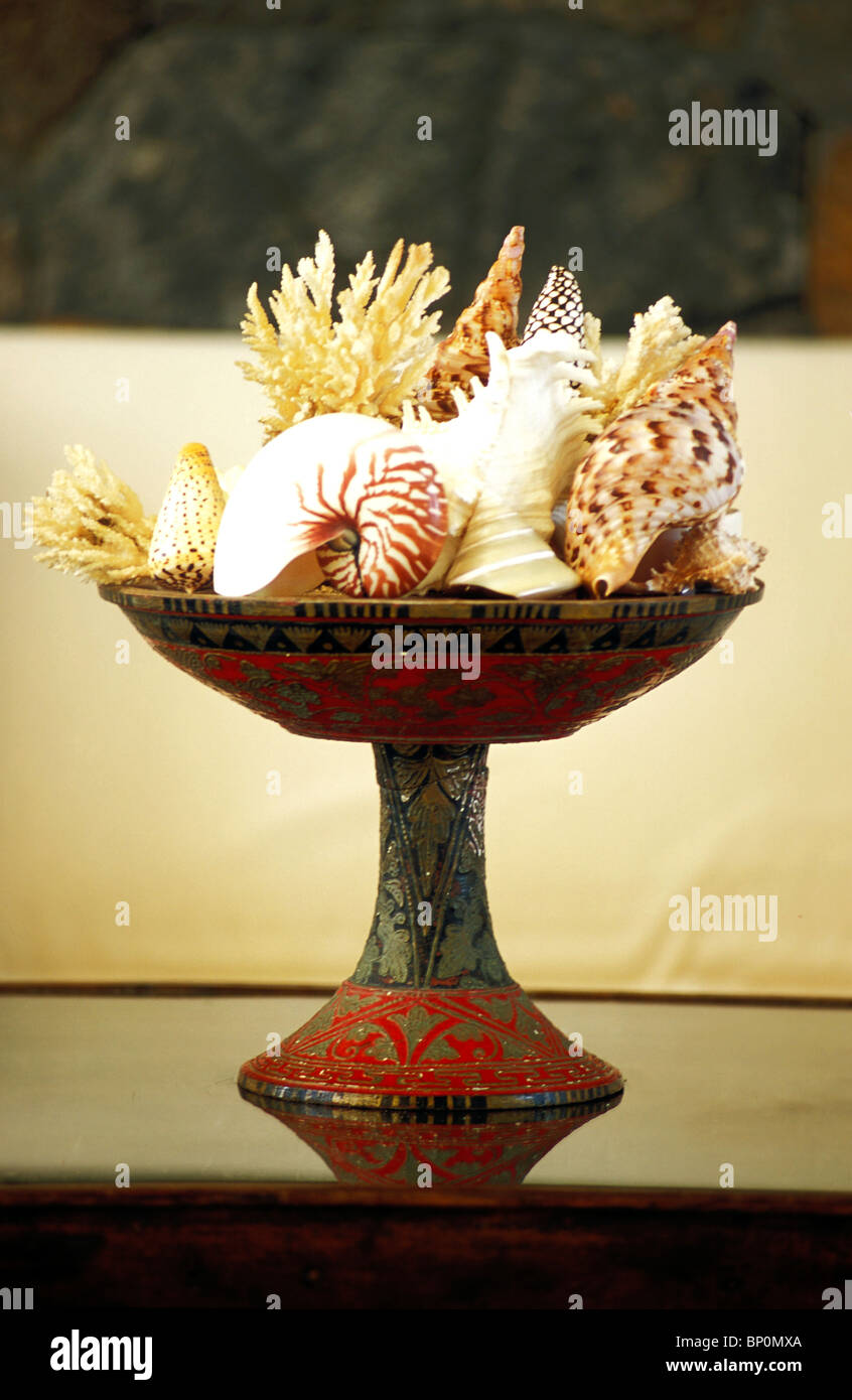 Indian bowl with shells Stock Photo - Alamy