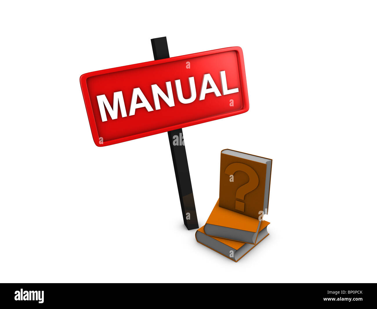 3d image, manual reference books, over white background Stock Photo - Alamy