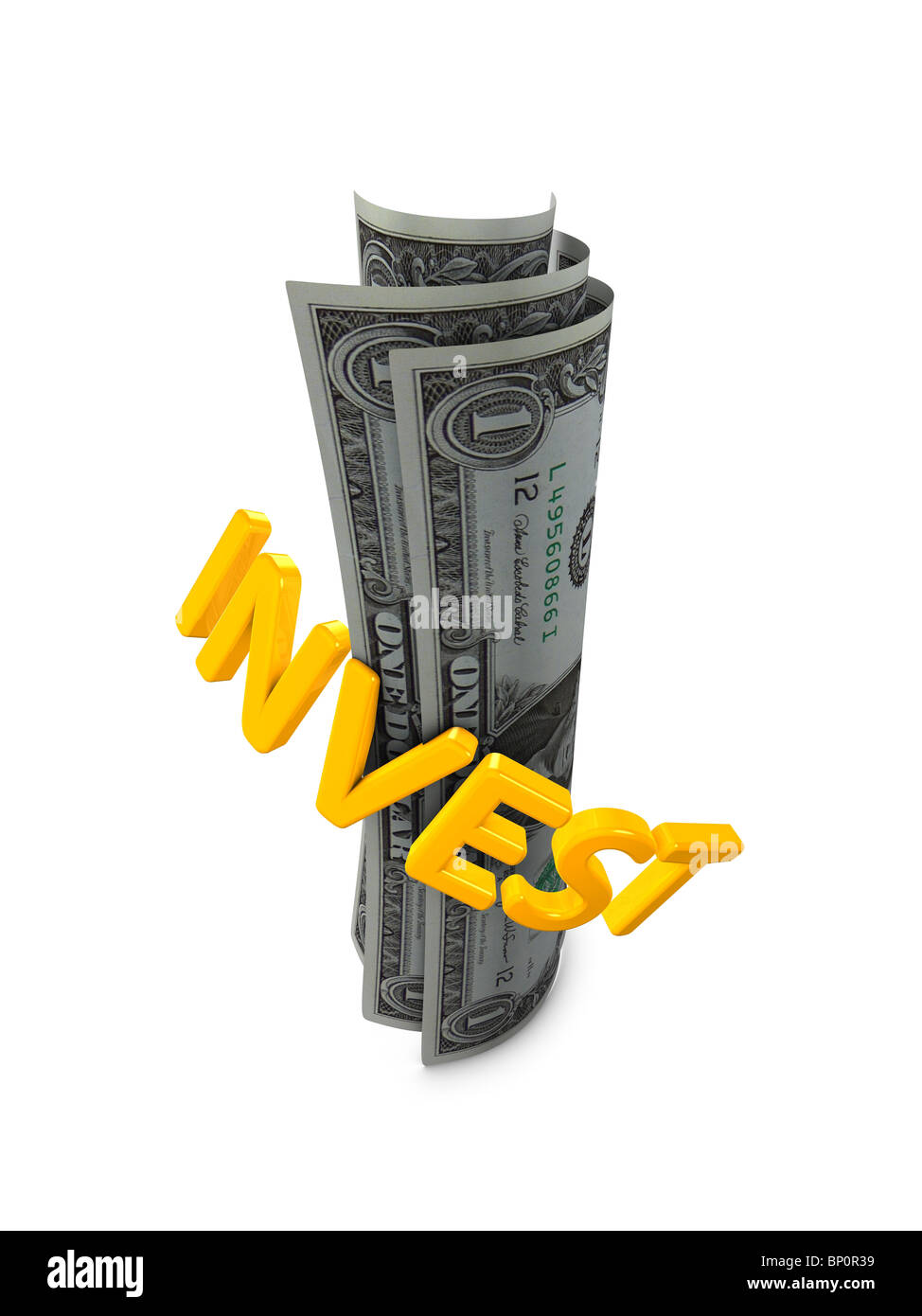 3d image, conceptual Invest, isolated over white background Stock Photo ...