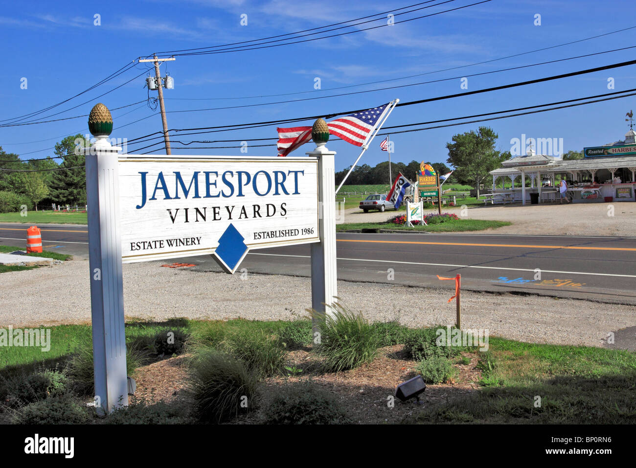 Entrance to Jamesport Winery across the road from Harbes farm stand ...