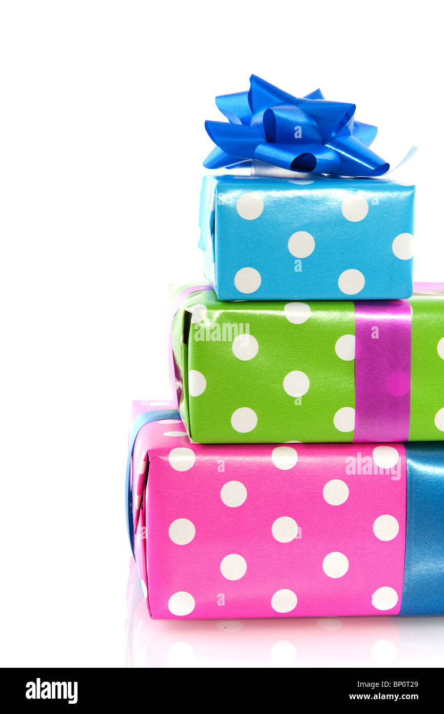 Colorful presents with dotted paper Stock Photo - Alamy