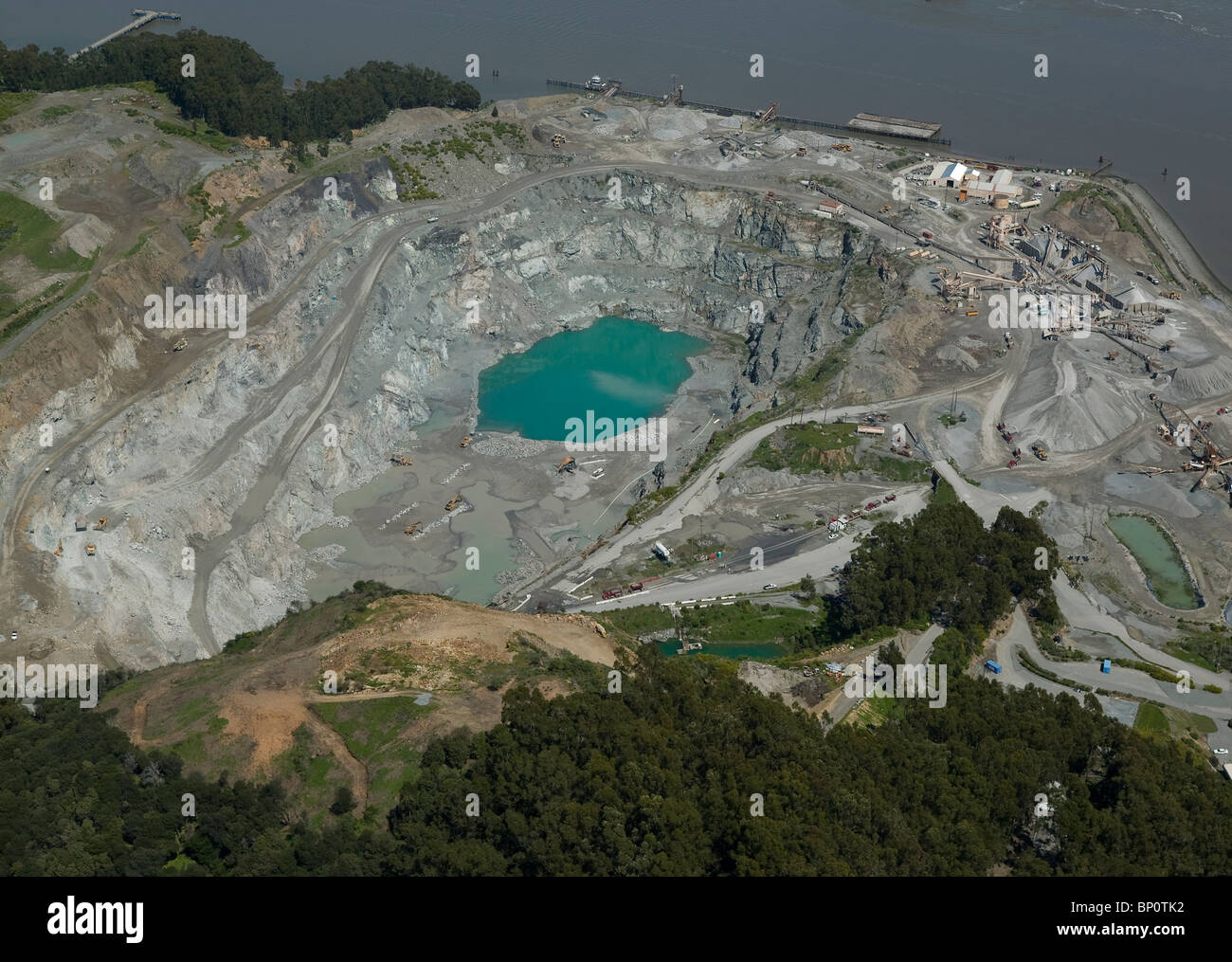 aerial view above San Rafael Rock Quarry Point San Pedro Marin county ...