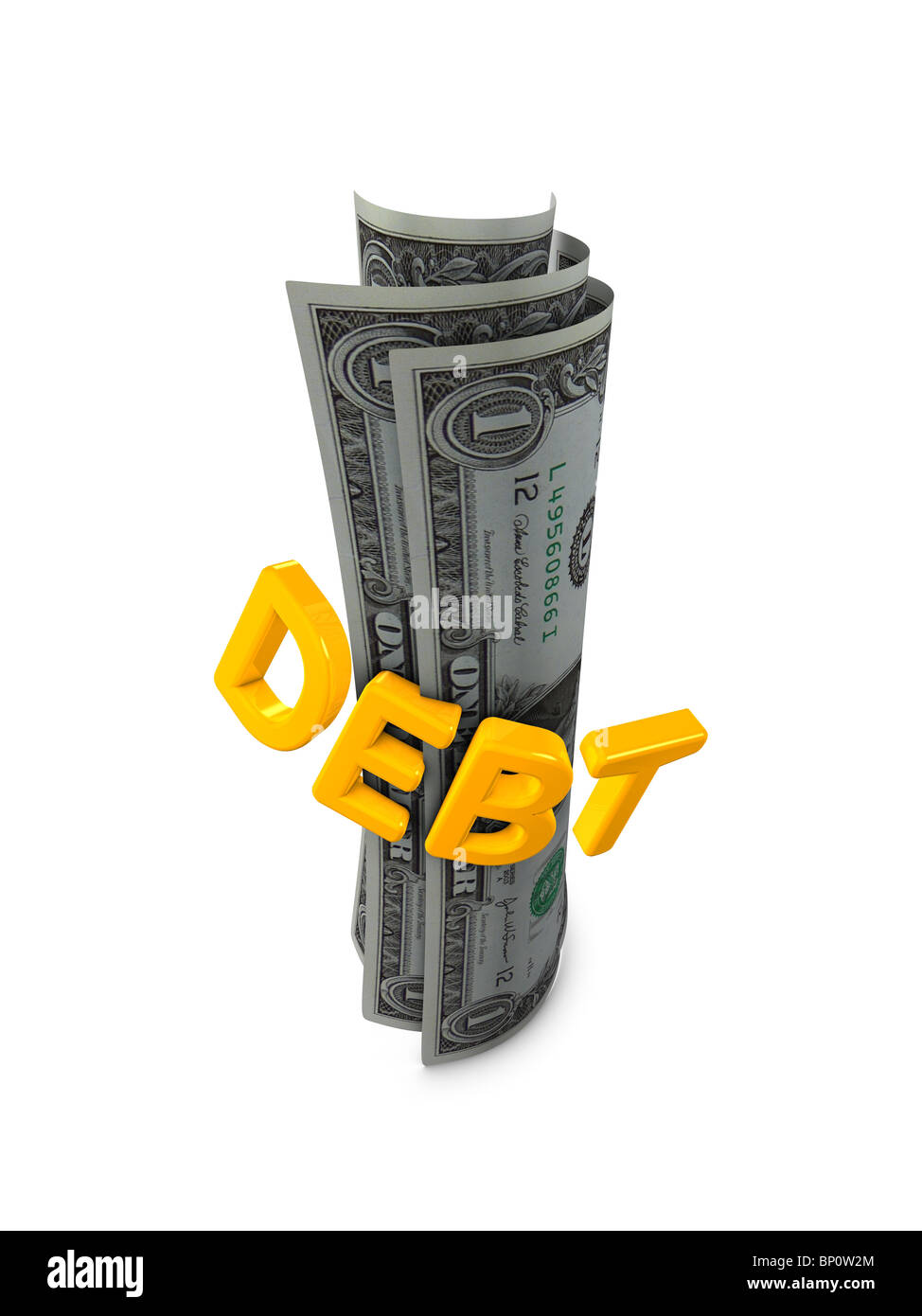 3d image, conceptual Debt, isolated over white background Stock Photo ...
