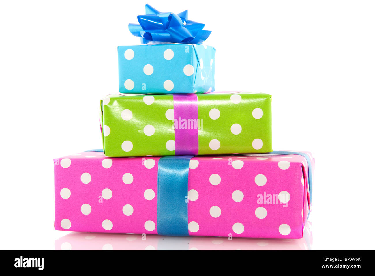 Colorful presents with dotted paper Stock Photo - Alamy