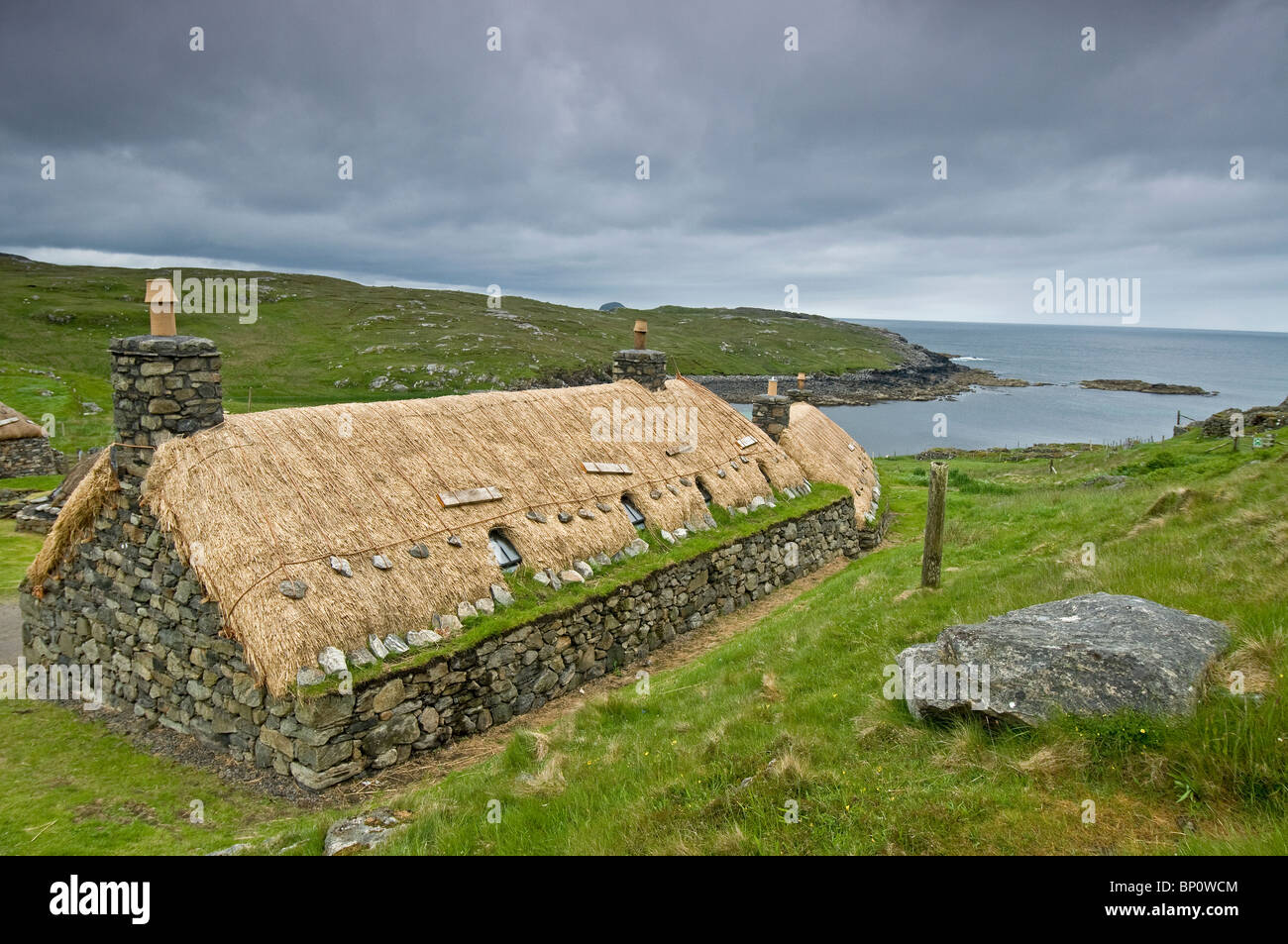 Thatched Cottages at the Carloway Blackhouse Village Isle of Lewis ...