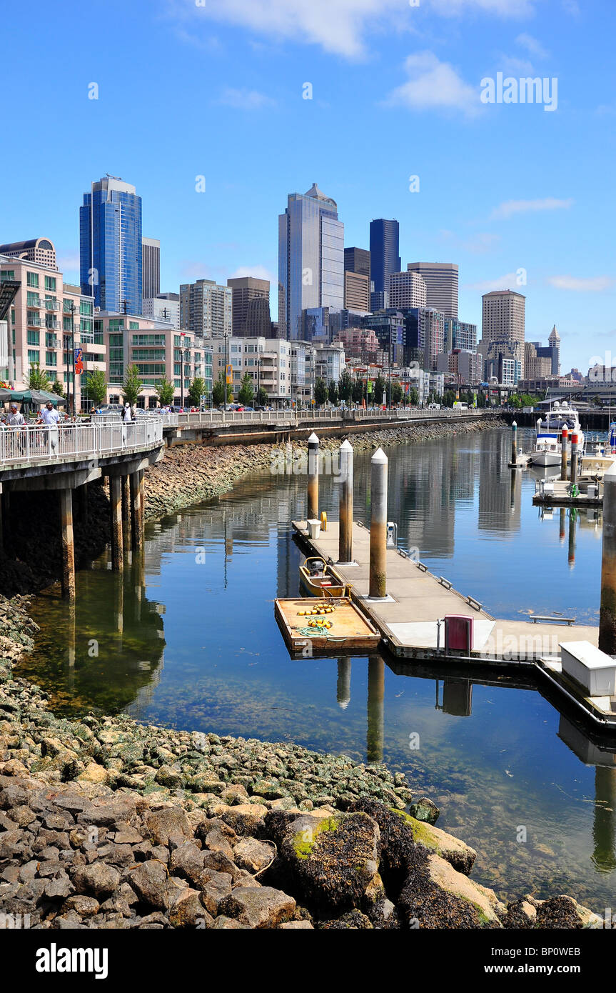 Stunning Seattle waterfront view with water reflections Stock Photo - Alamy