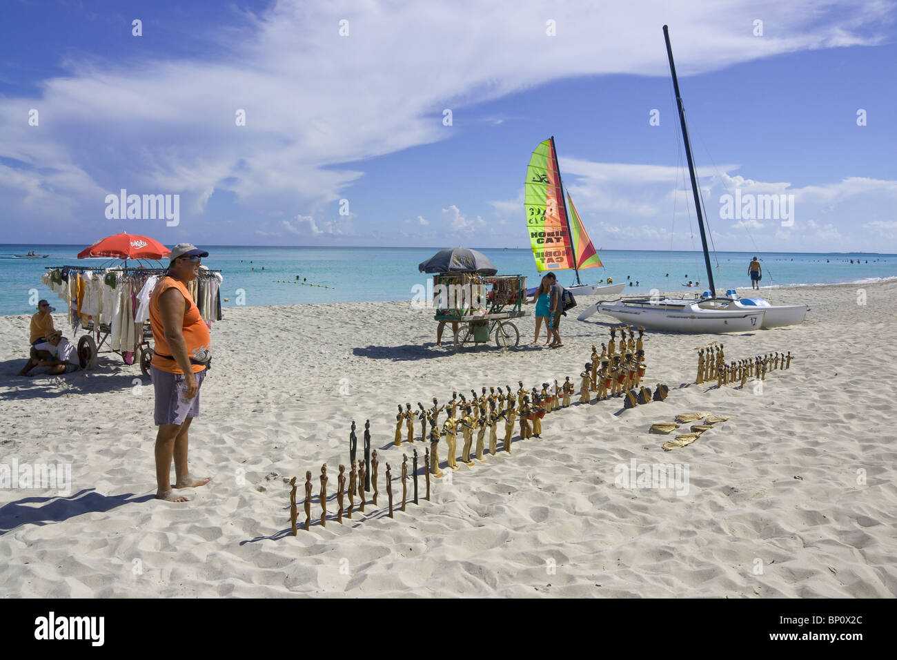 Beach market stalls selling gifts and souvenirs in Cuba Stock Photo - Alamy