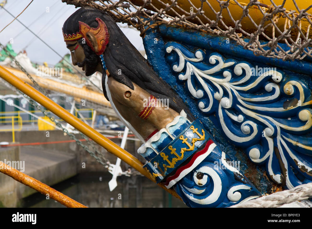 Side profile of figurehead of the mythological Indonesian god of truth ...