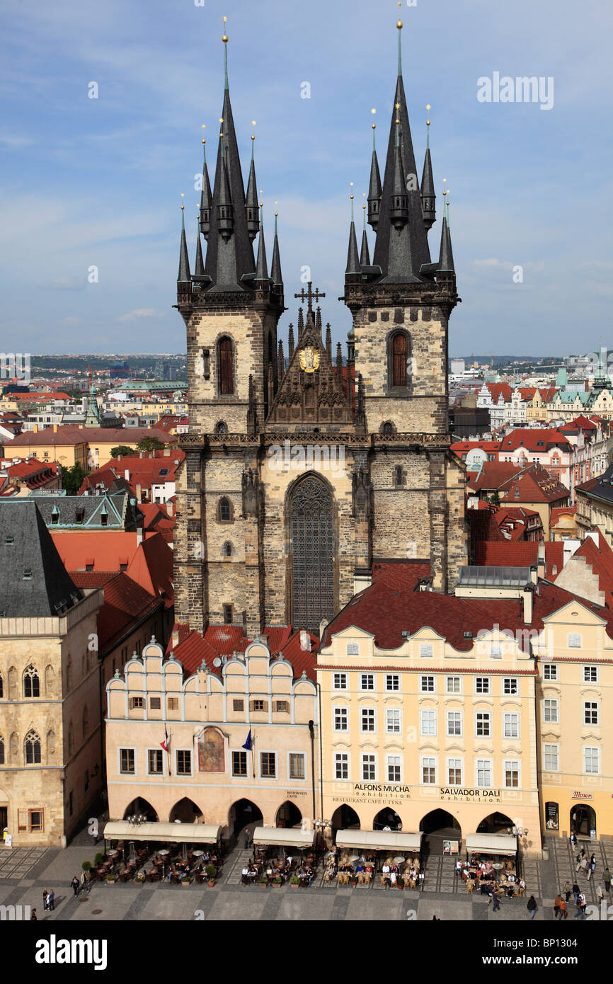 Prague Old town square, Tyn Cathedral. under sunlight Stock Photo - Alamy