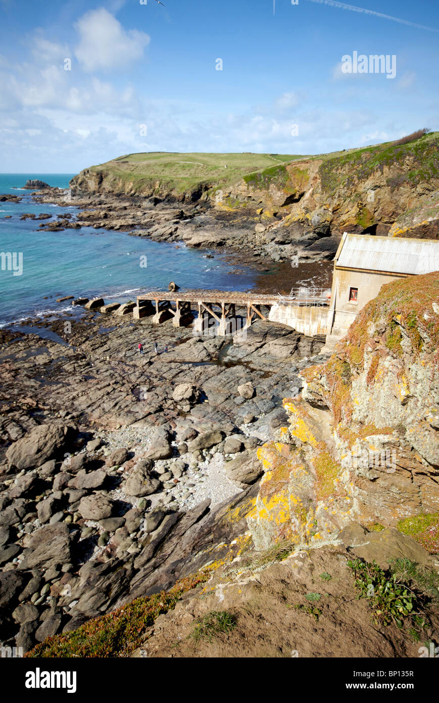 Lizard Point Cornwall UK Beach Old Lifeboat Station Sea Cliffs Stock ...