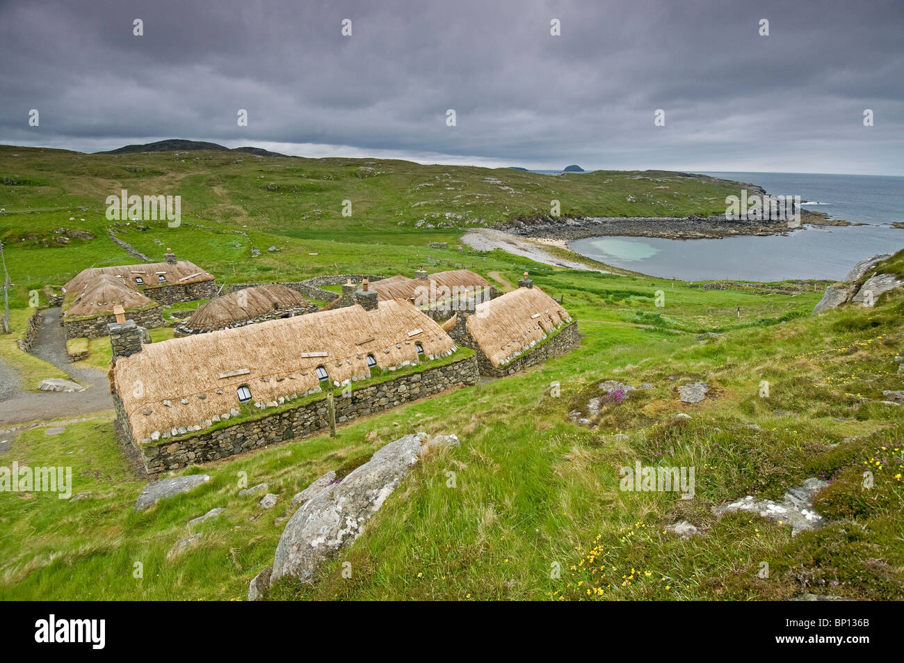 Thatched Cottages at the Carloway Blackhouse Village Isle of Lewis ...
