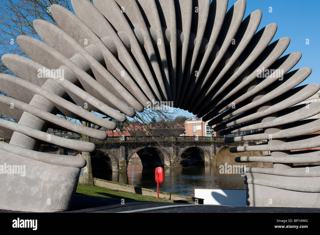Charles Darwin Quantum Leap sculpture and English Bridge, Shrewsbury ...