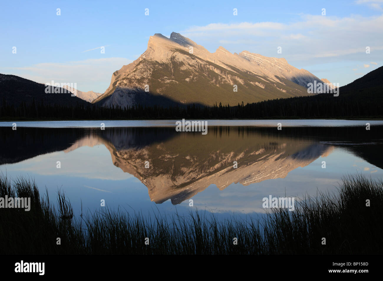 Canada, Alberta, Banff National Park, Vermilion Lake, Mount Rundle ...