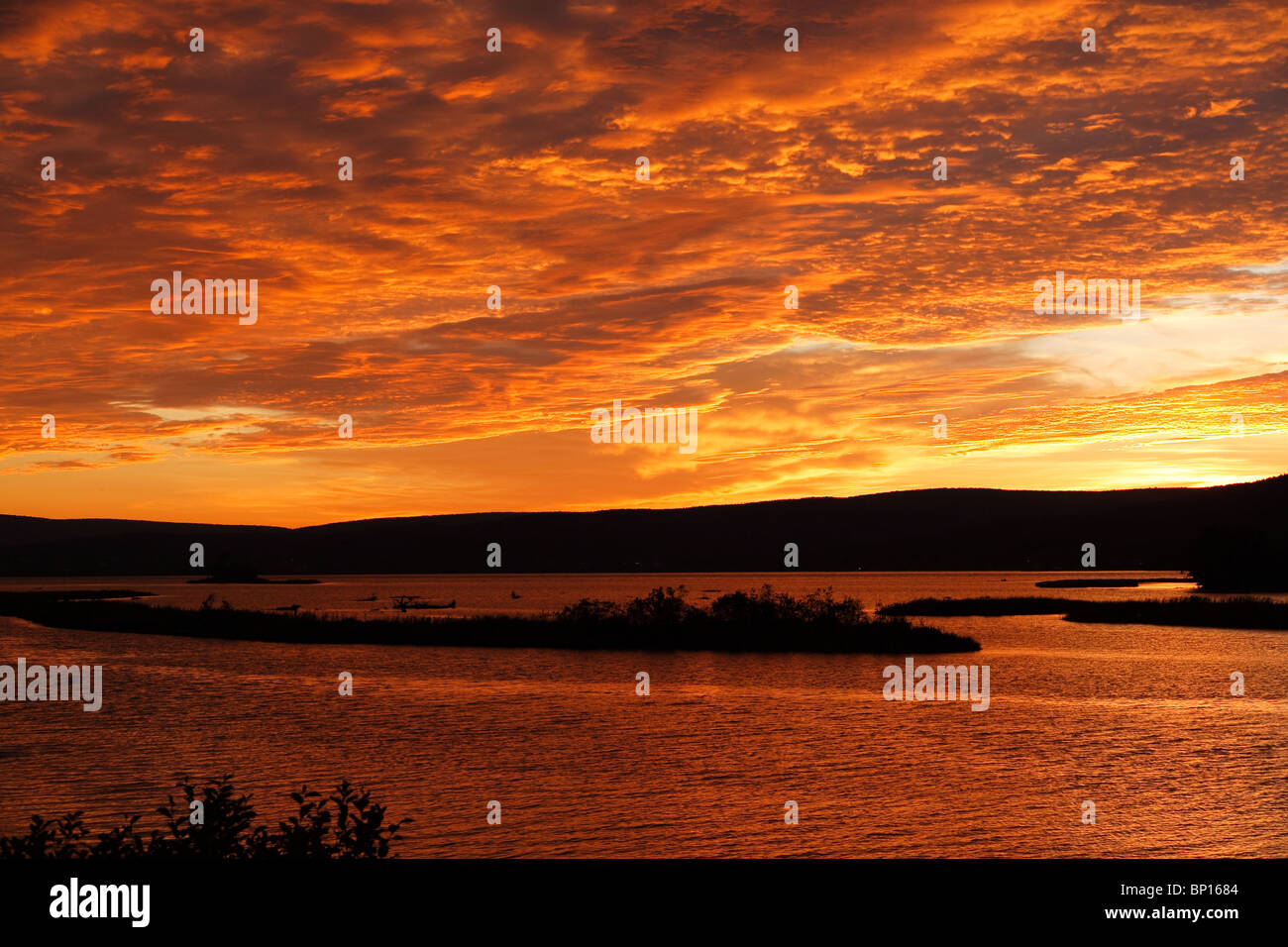 Sunset behind lake with beautiful sky in Quebec, Canada Stock Photo - Alamy