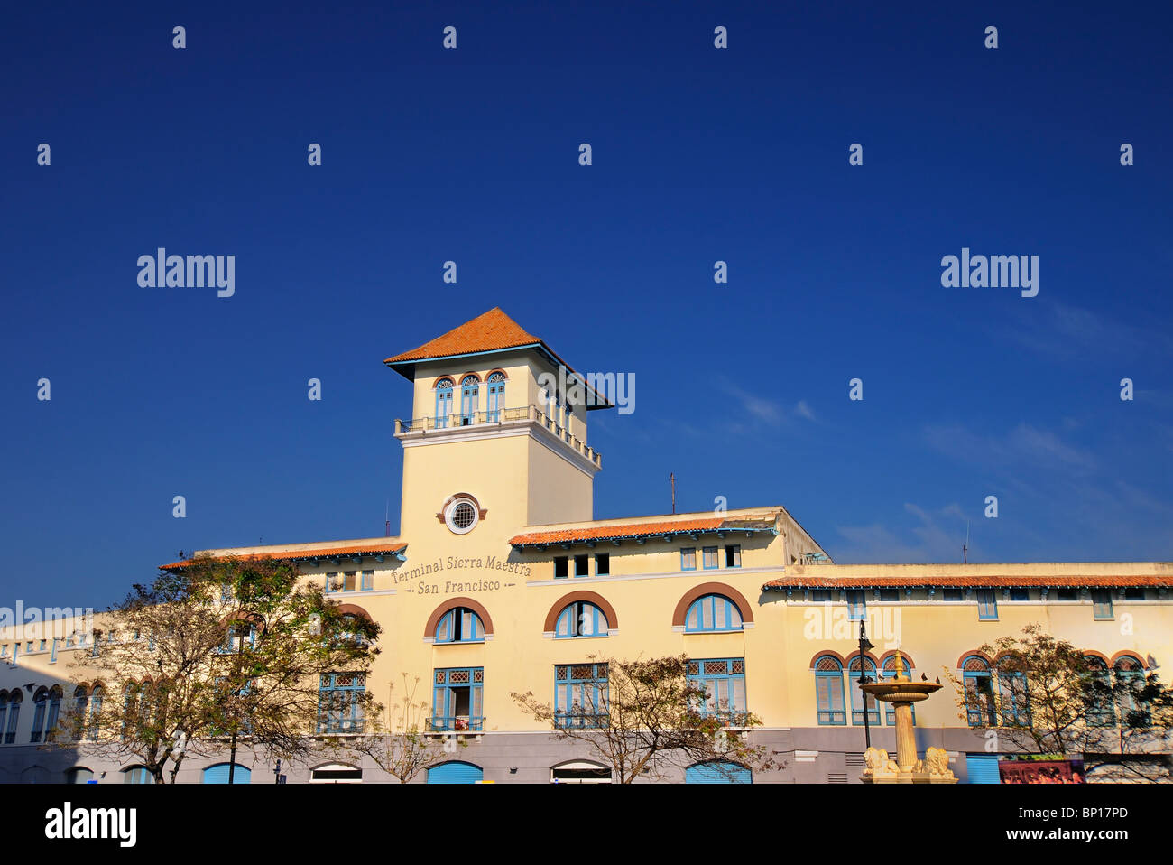 View of typical havana building against blue sky Stock Photo - Alamy