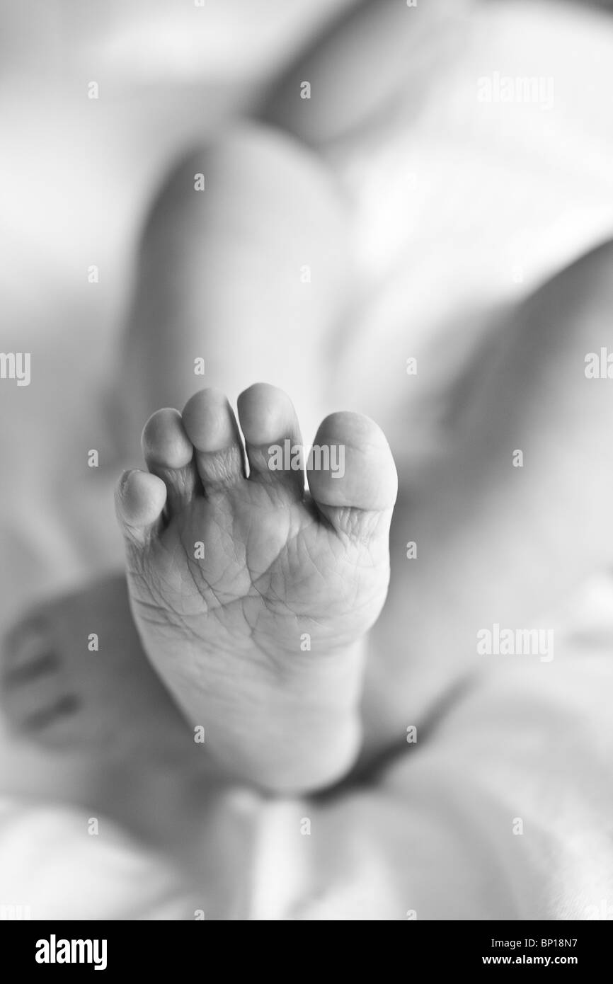 Newborn baby's feet Black and White Stock Photos & Images - Alamy