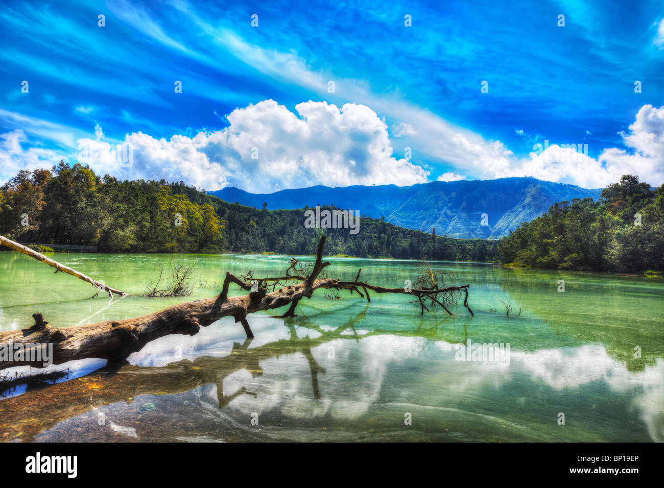Volcanic lake Telaga Warna at plateau Dieng Stock Photo - Alamy