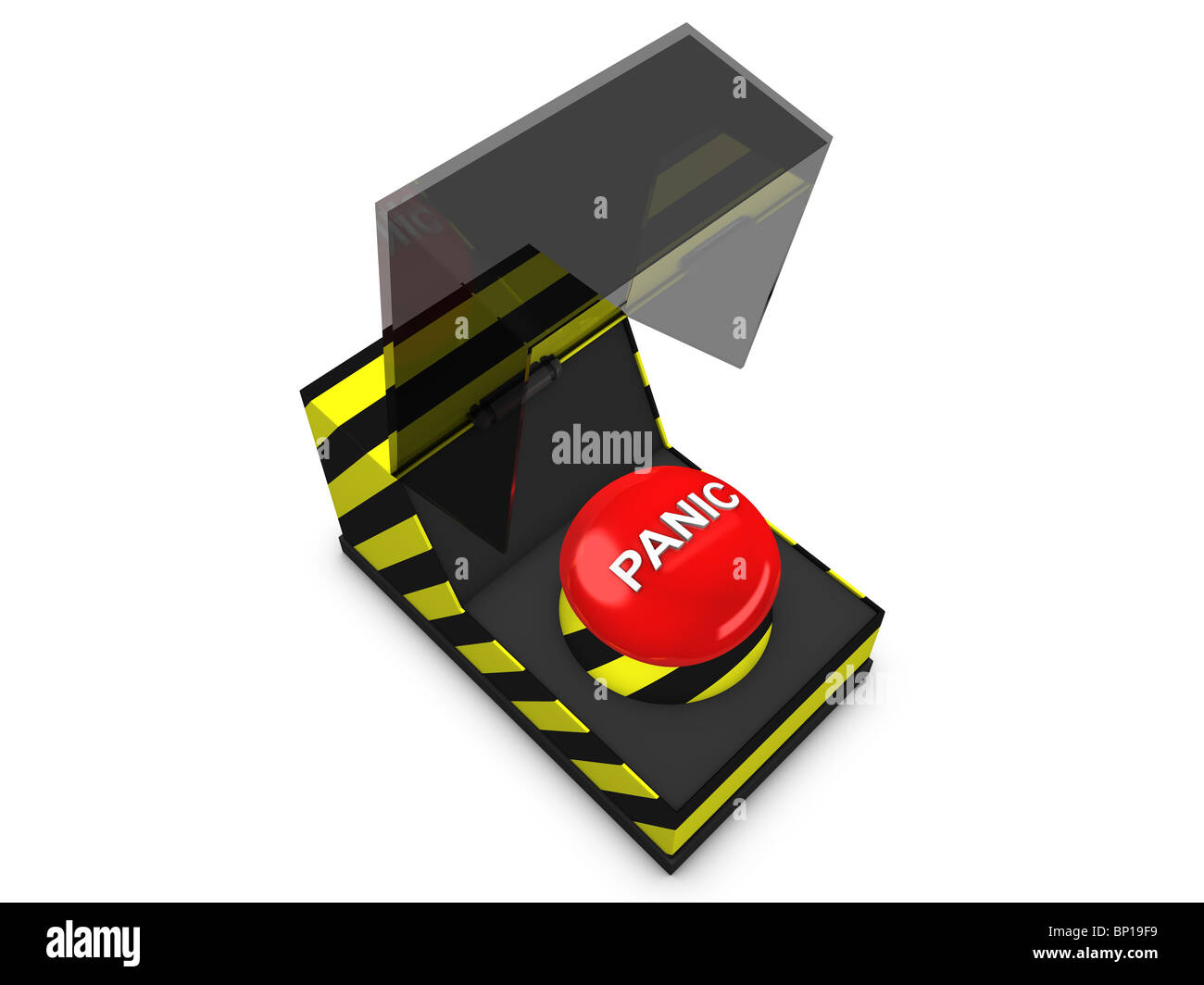 3d image, conceptual panic button Stock Photo - Alamy