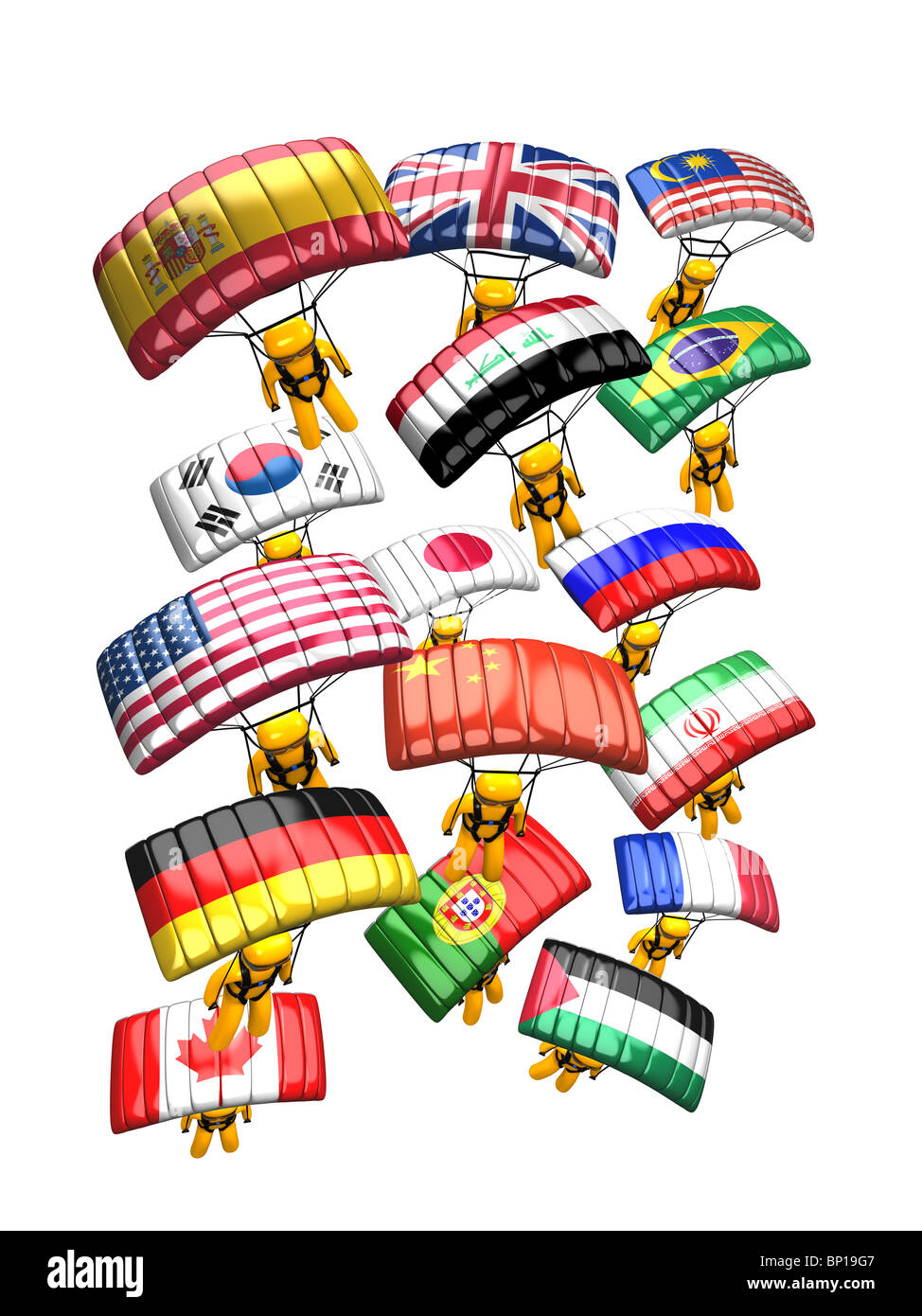 3d image, conceptual parachute, country flag Stock Photo - Alamy
